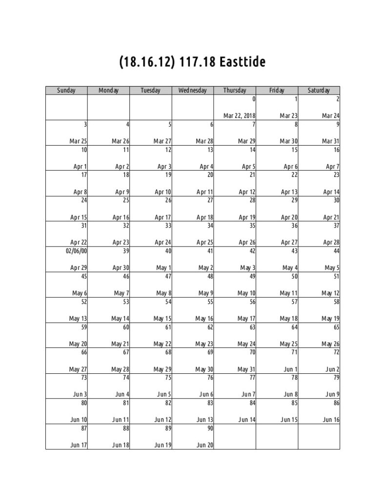 Earth Epic Calendar Easttide 11718 – The Earth Epic Calendar